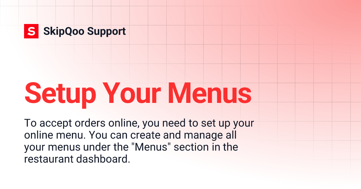 Setup Your Menus | SkipQoo Support